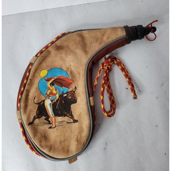 Vintage | Bags | Vintage Spanish Leather Bota Bag Flask Retro Brown ...